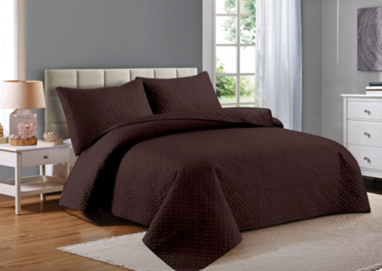 Buy Chocolate Embossed Quilted Bedspread Set – 3 Pcs for Sale