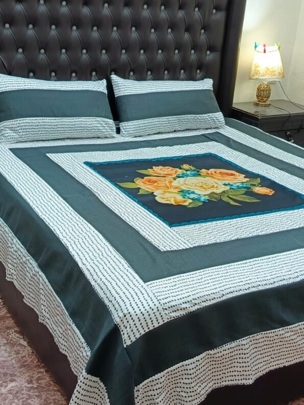 Buy Printed Patchwork Embroidered Bed Sheet GN Design (83) for Sale